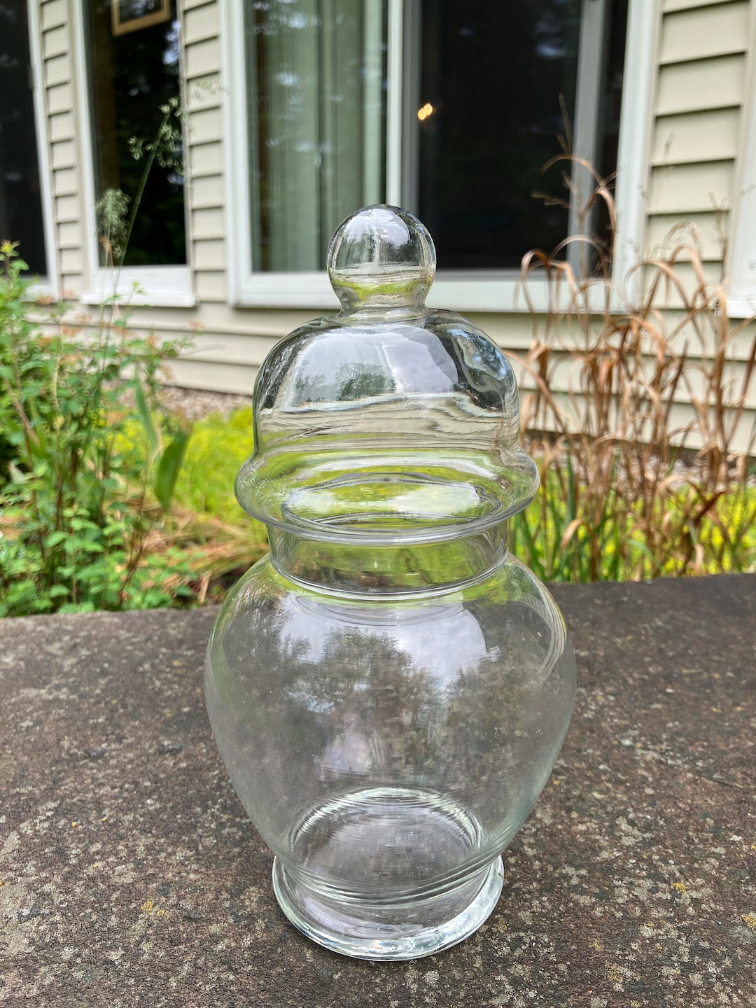 Vintage Libbey Glass Ginger Jar, Apothecary Jar, Clear Lidded Jar ...