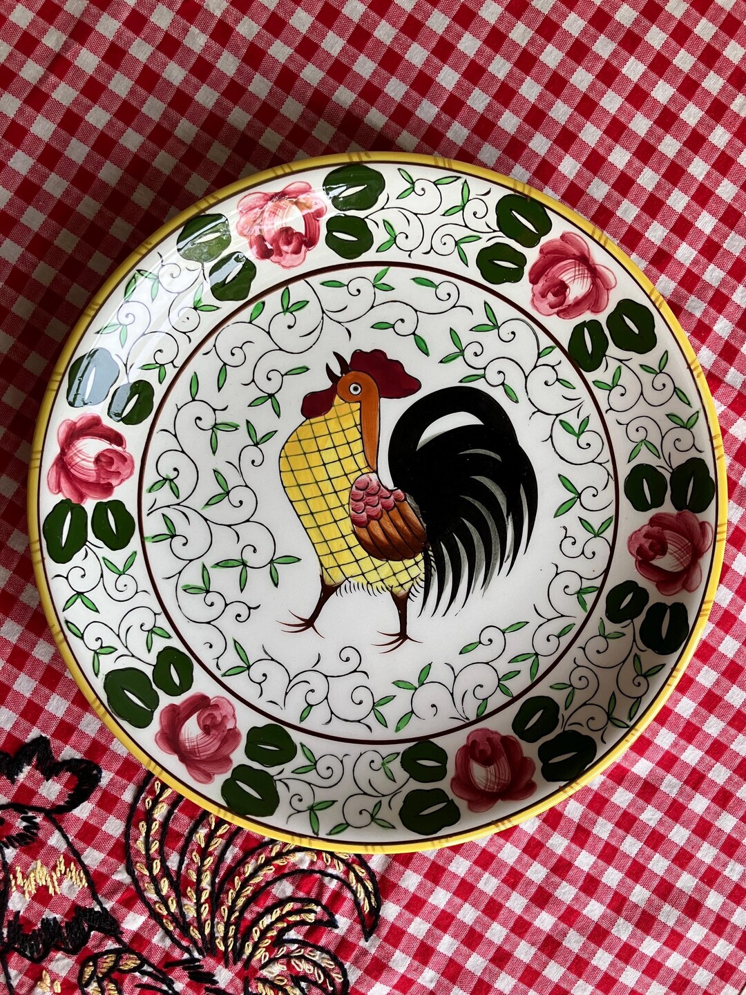 Vintage UCAGCO PY Rooster & Roses Salad Plate, Early Provincial, JAPAN ...