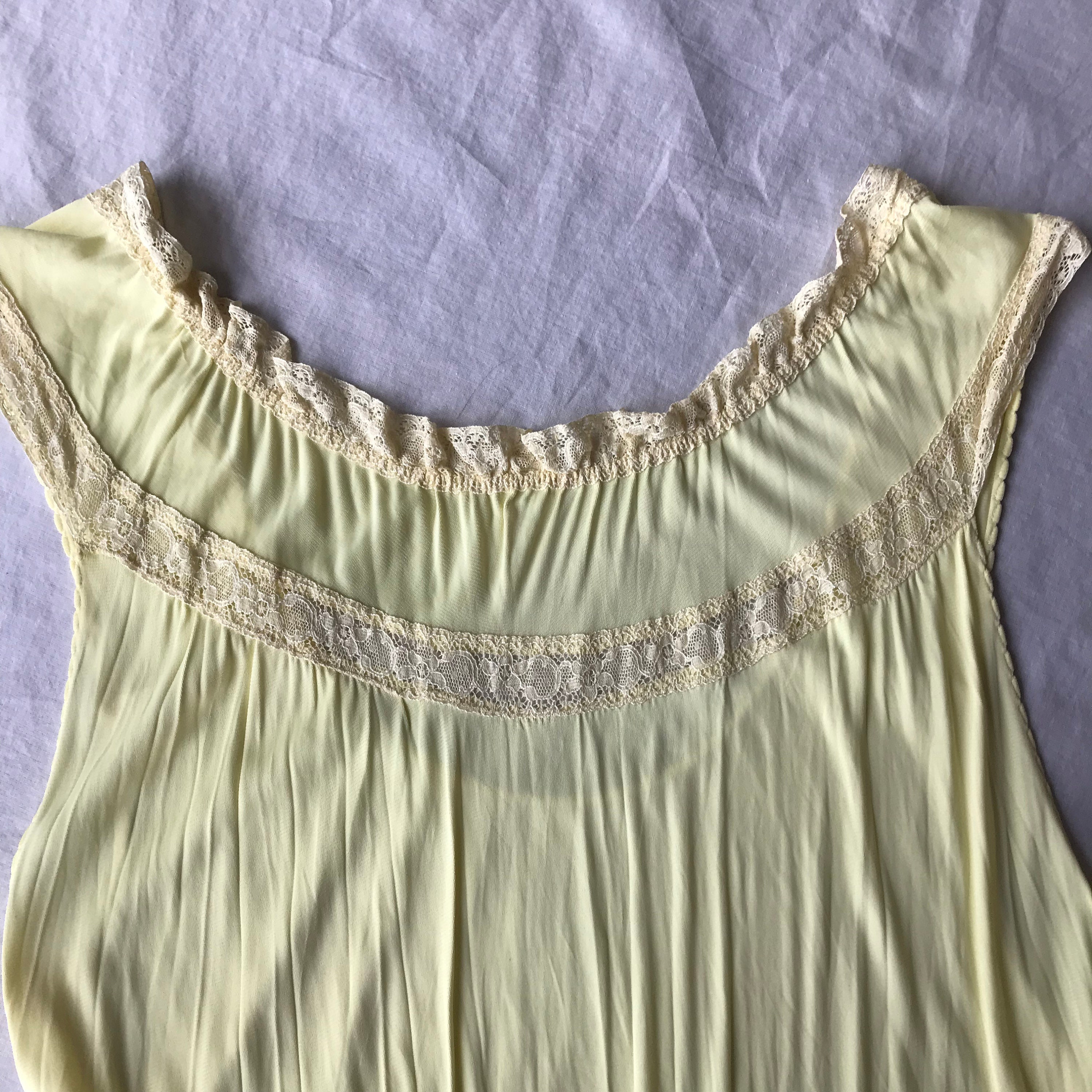 Vintage Ladies Yellow Rayon Nightgown Full Length Nightie - Etsy