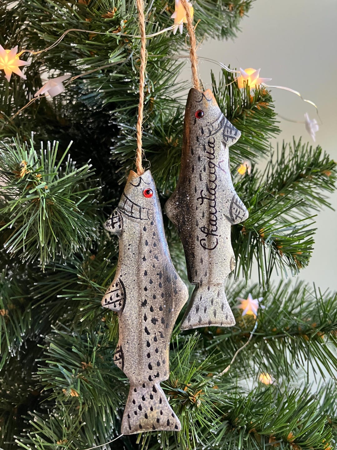 Vintage Souvenir Chautauqua String of Trout Ornament, Freshwater Fish ...