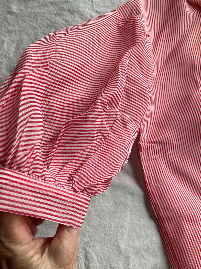 Vintage Sheer Red & White Striped Blouse, Dotty Mann of Cleveland ...