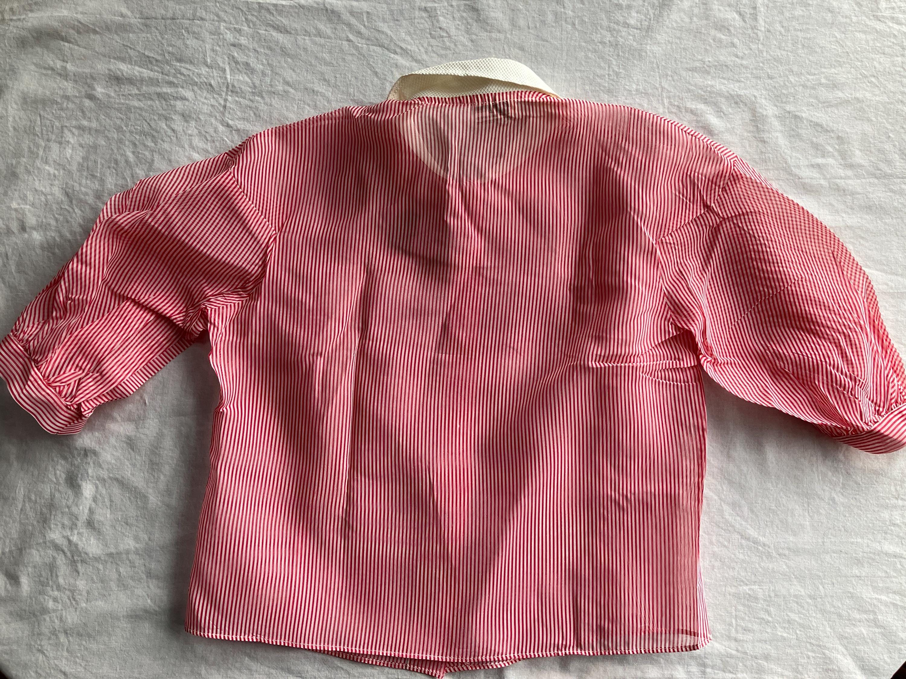 Vintage Sheer Red & White Striped Blouse, Dotty Mann of Cleveland ...