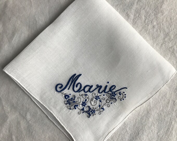 Vintage Embroidered "marie" Handkerchief, Name Handkerchief, Pretty ...