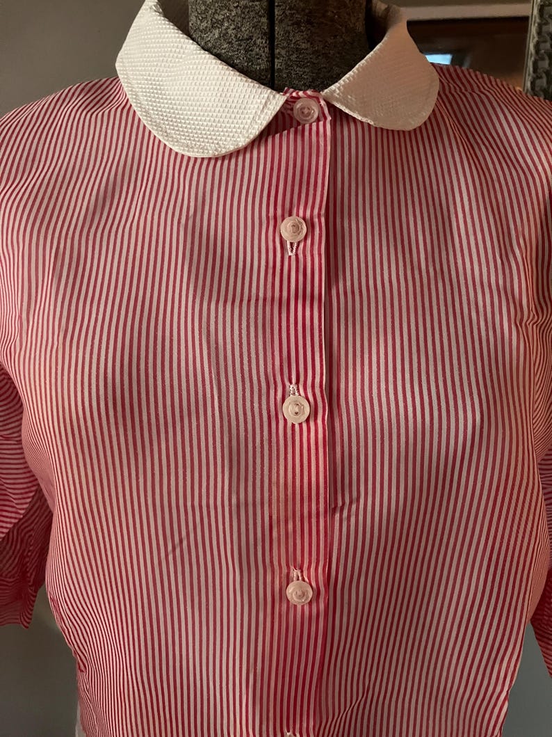 Vintage Sheer Red & White Striped Blouse, Dotty Mann of Cleveland ...