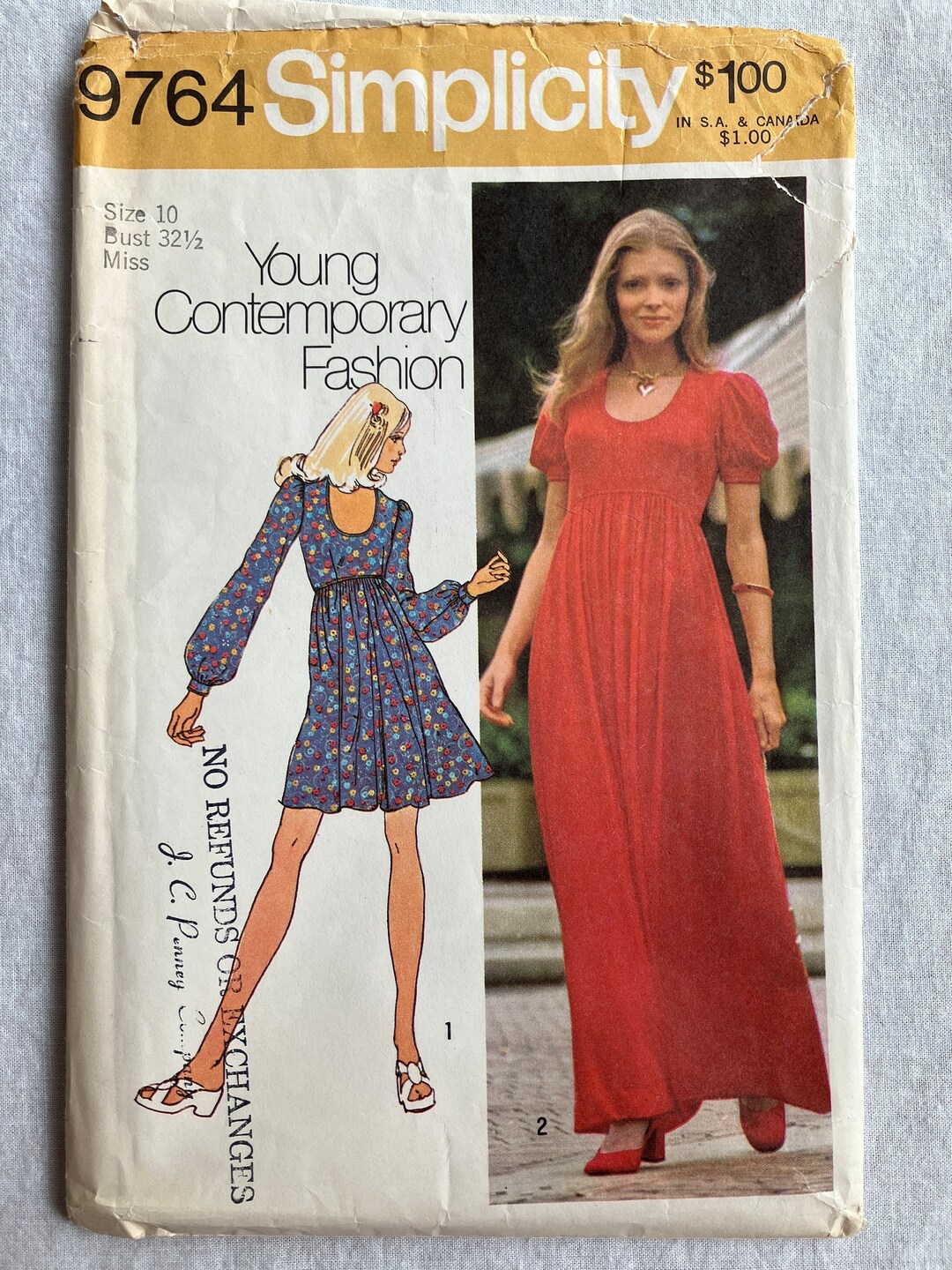 Simplicity 9764 Misses Dress in Two Lengths, Size 10, Bust 32.5, CUT ...