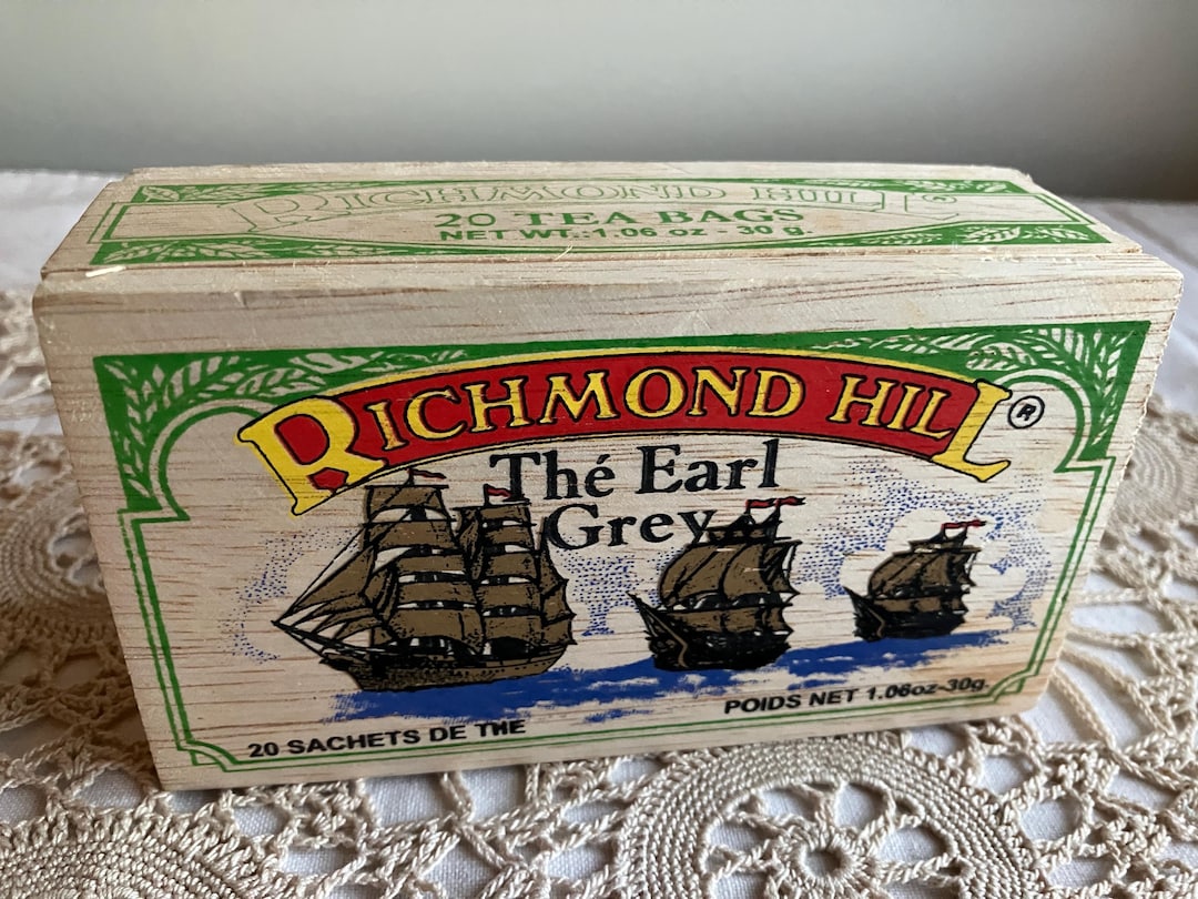 Vintage Wooden Tea Box, Richmond Hill the Earl Grey Tea, Box With ...