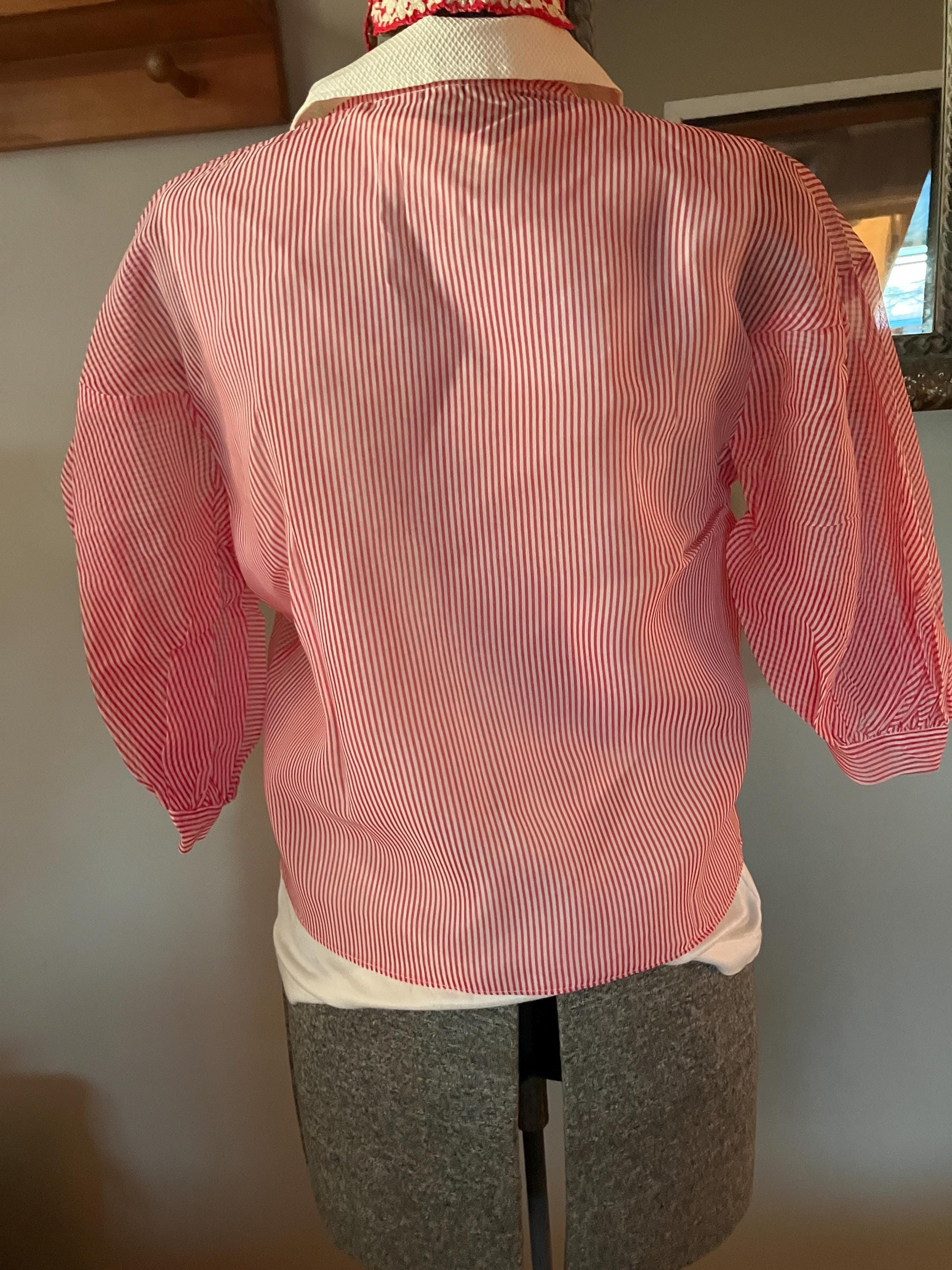 Vintage Sheer Red & White Striped Blouse, Dotty Mann of Cleveland ...