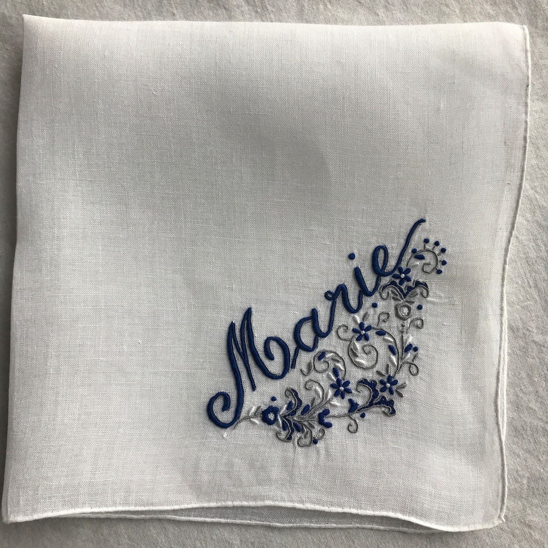 Vintage Embroidered "marie" Handkerchief, Name Handkerchief, Pretty ...