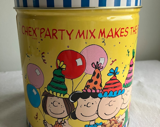 Vintage Peanuts Chex Party Mix Tin, NEW Old Stock, Includes the ...