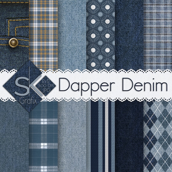 Dapper Denim Digital Paper Pack Denim / Stripes / Solid | Etsy