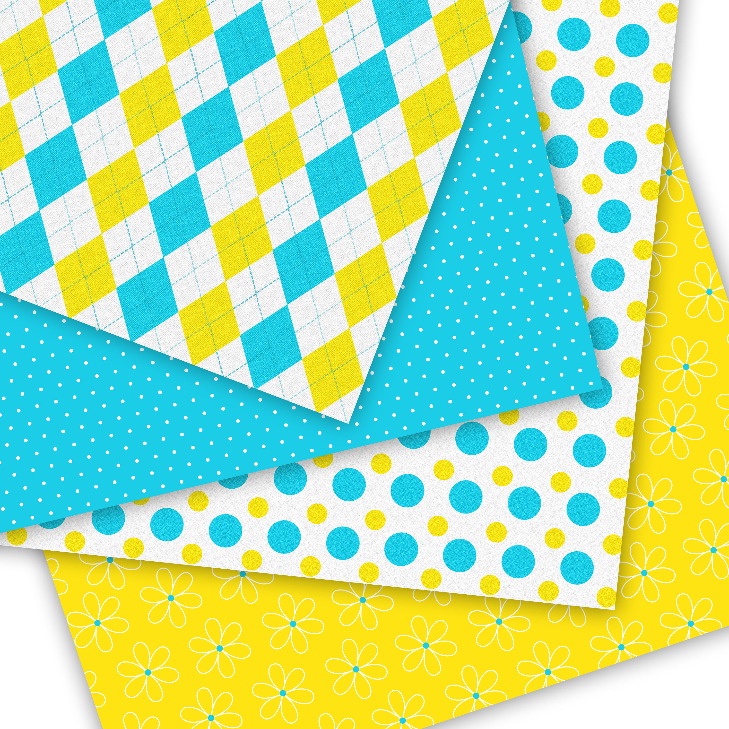 Sunny Days - Digital Paper Pack - Yellow / Teal / Blue/ Bright Colors ...