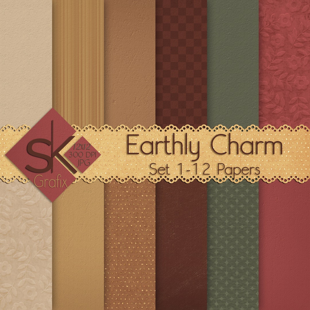 Earthly Charm Set 1- Digital Paper Pack - Autumn Colors / Colorful ...