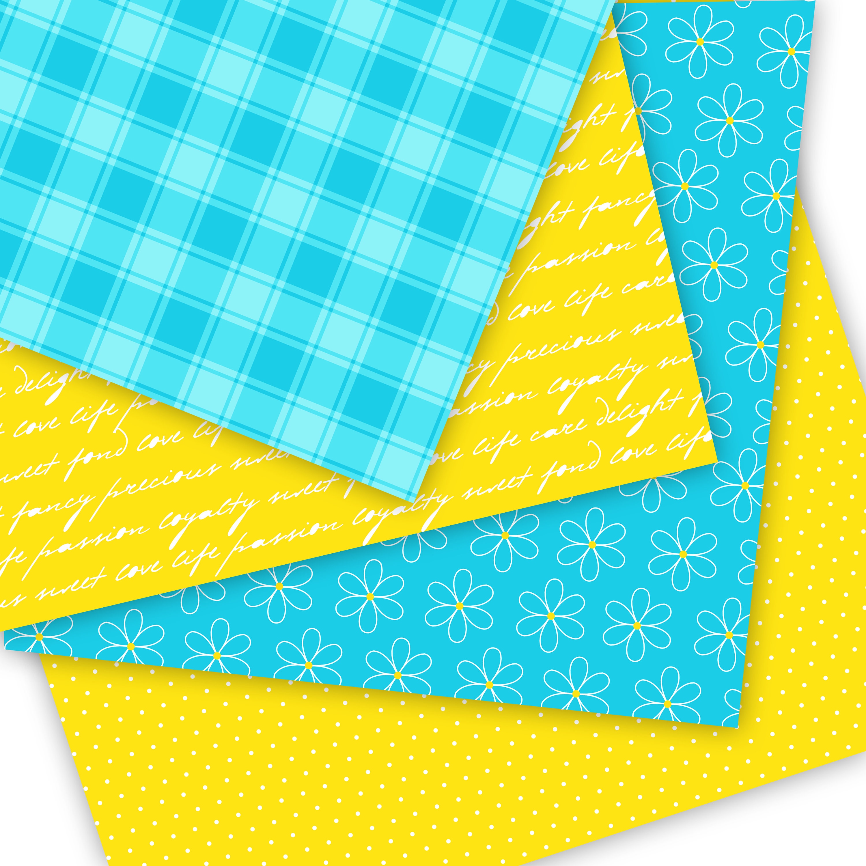 Sunny Days - Digital Paper Pack - Yellow / Teal / Blue/ Bright Colors ...