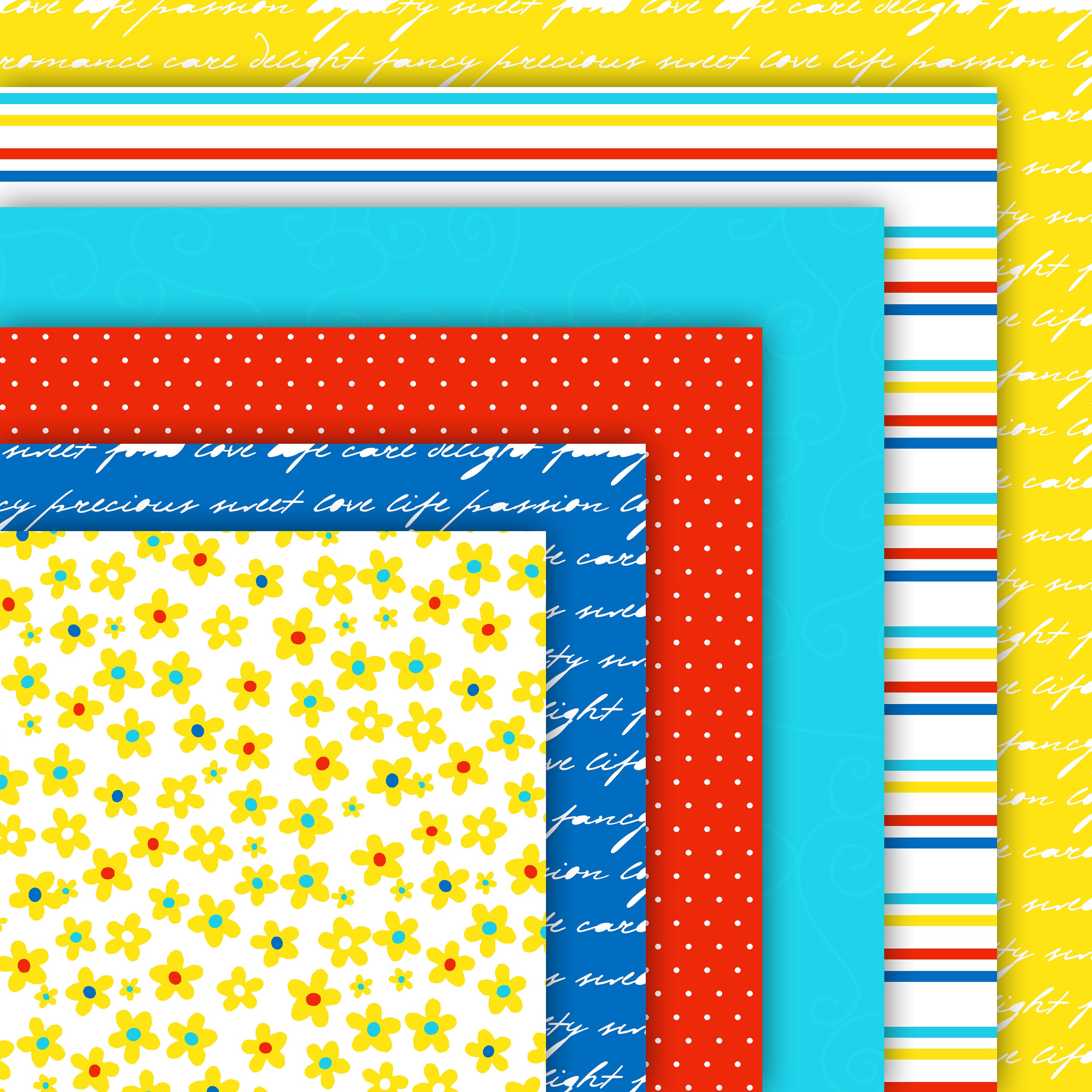 Delightful - Digital Paper Pack - Primary Colors / Colorful Background ...