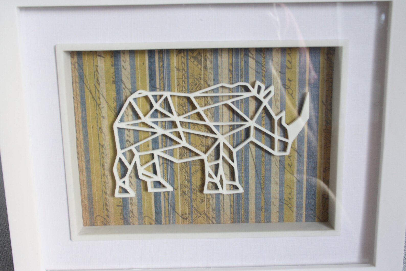 Rhinoceros Frame White 3D Print Faceted Rhino Origami Animal - Etsy
