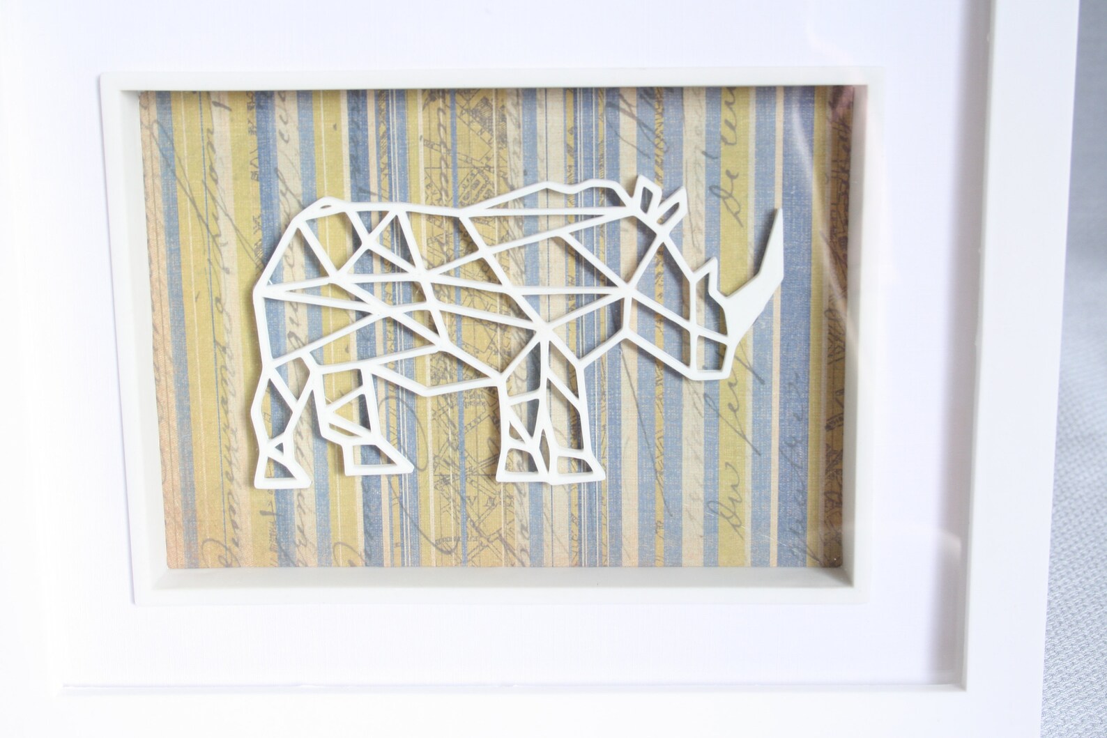 Rhinoceros Frame White 3D Print Faceted Rhino Origami Animal - Etsy
