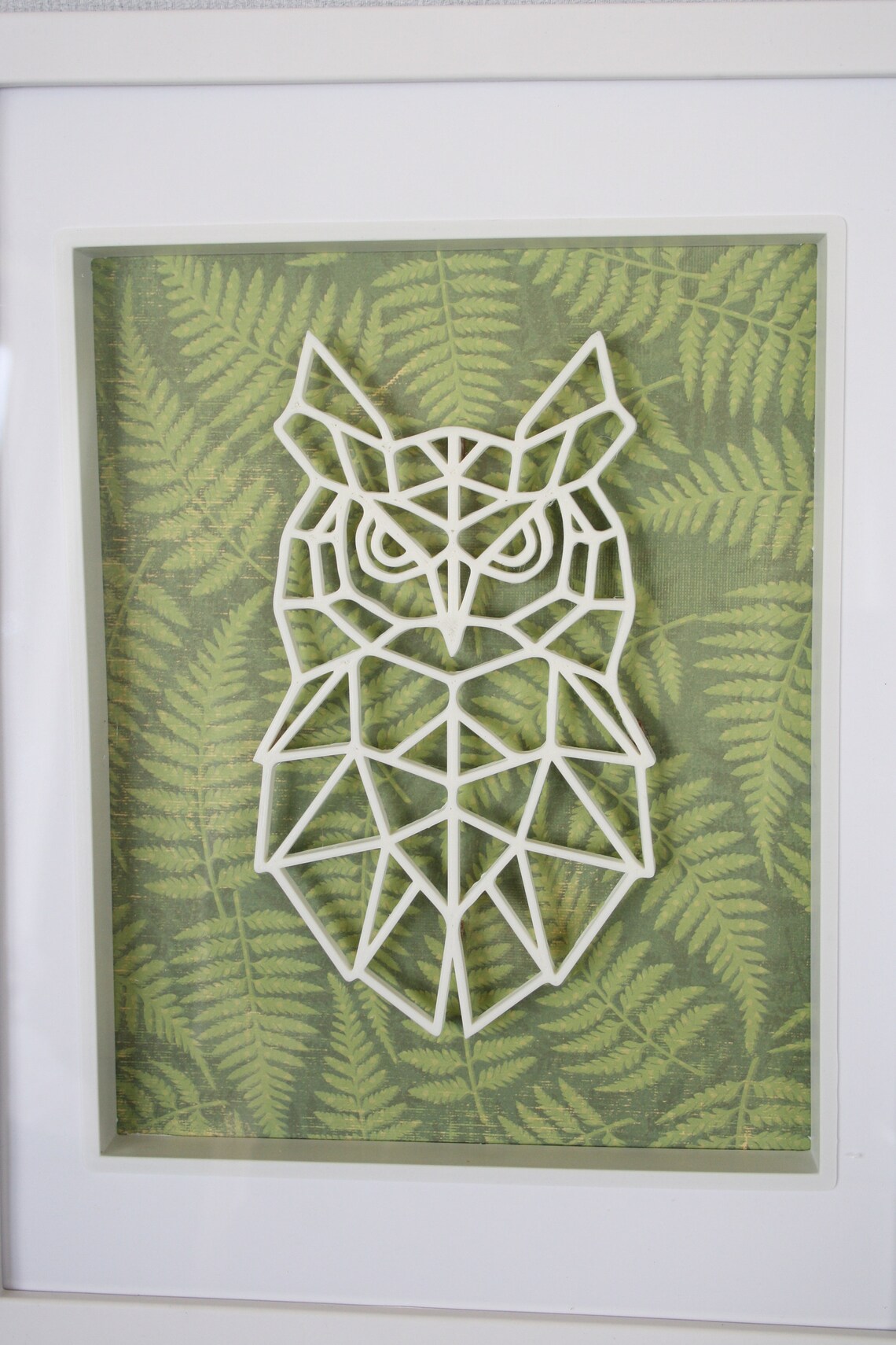Owl frame white 3D print faceted owl origami animal green | Etsy