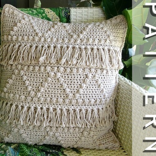 Diamond Bobble Boho Throw Pillow Cover Crochet Pattern | Etsy