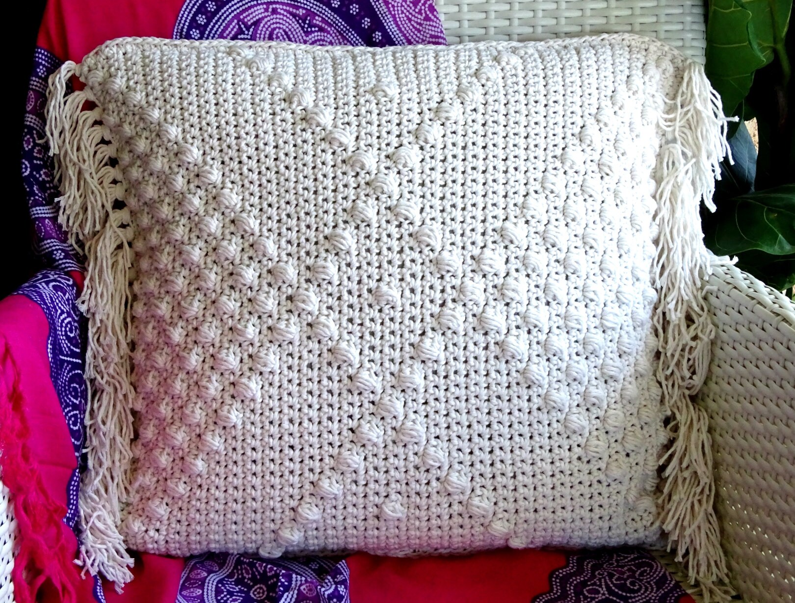 Crochet Cushion Cover Pattern DIY Crocheted Boho Throw - Etsy