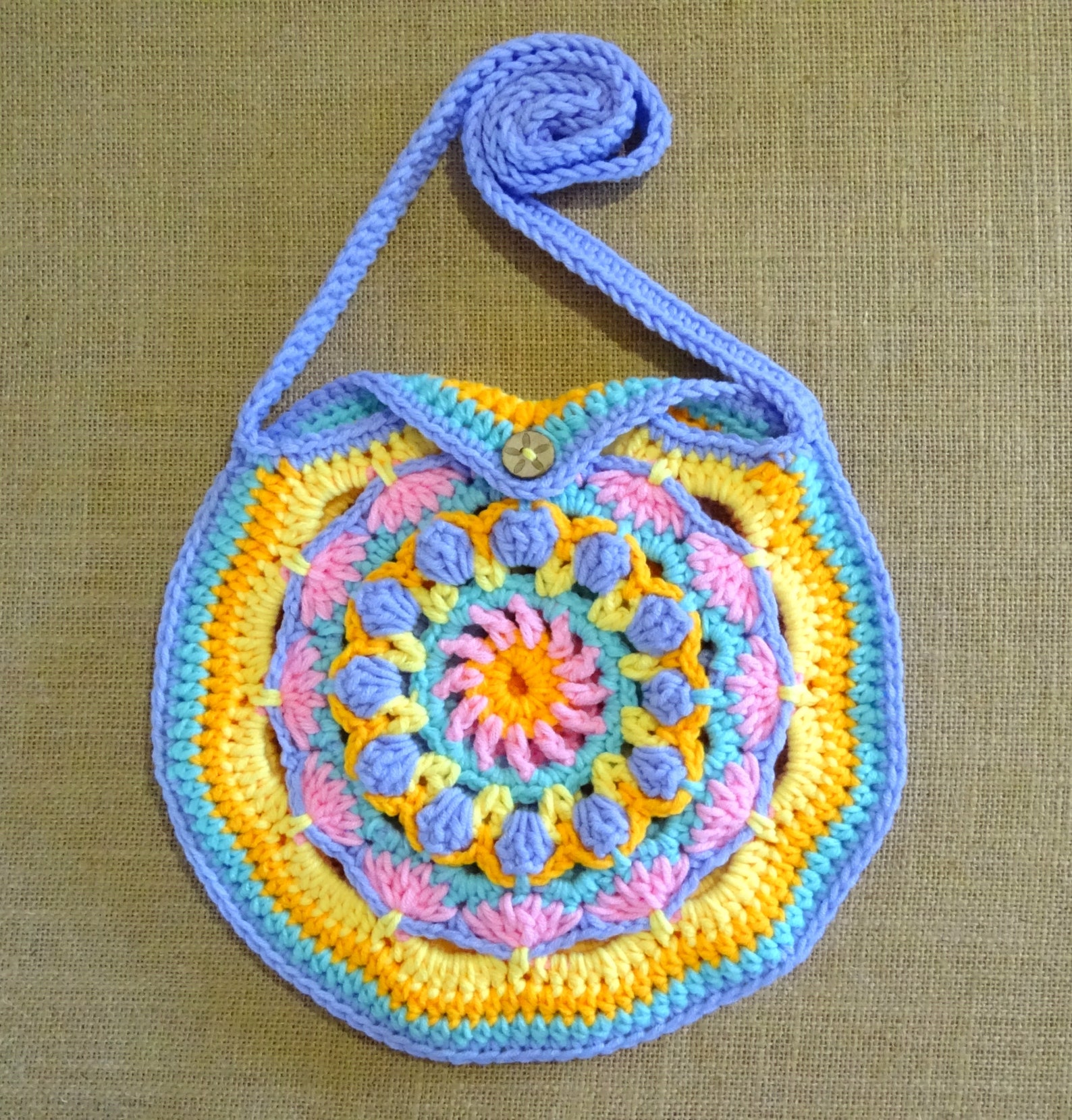 Girls Crochet Mandala Bag Pattern Crocheted DIY Crossbody | Etsy