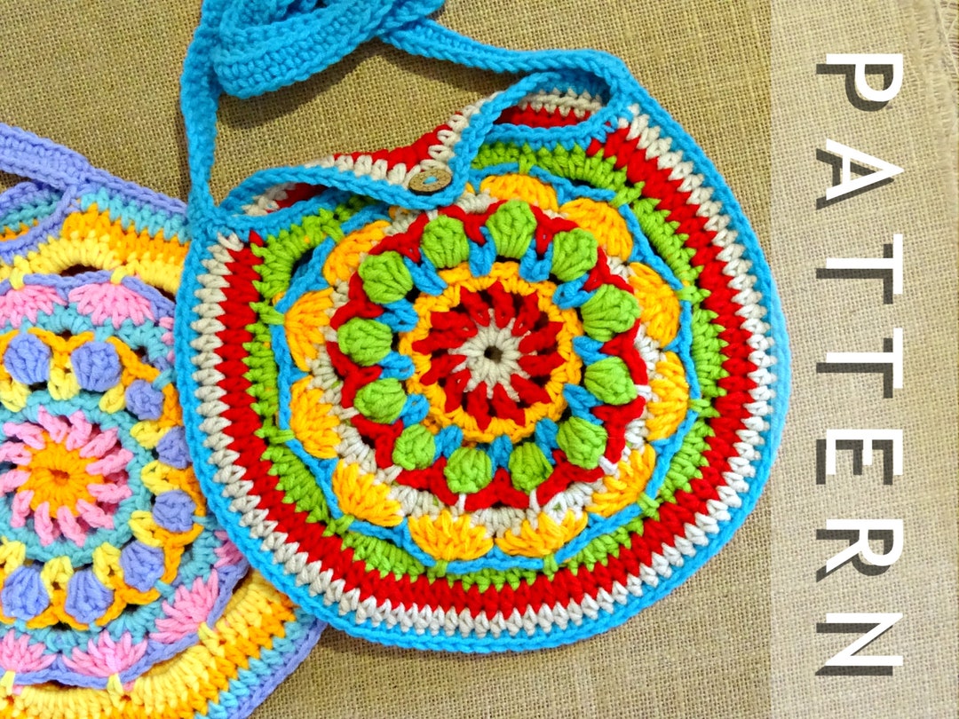 Girls Crochet Mandala Bag Pattern | Crocheted DIY Crossbody Crochet ...