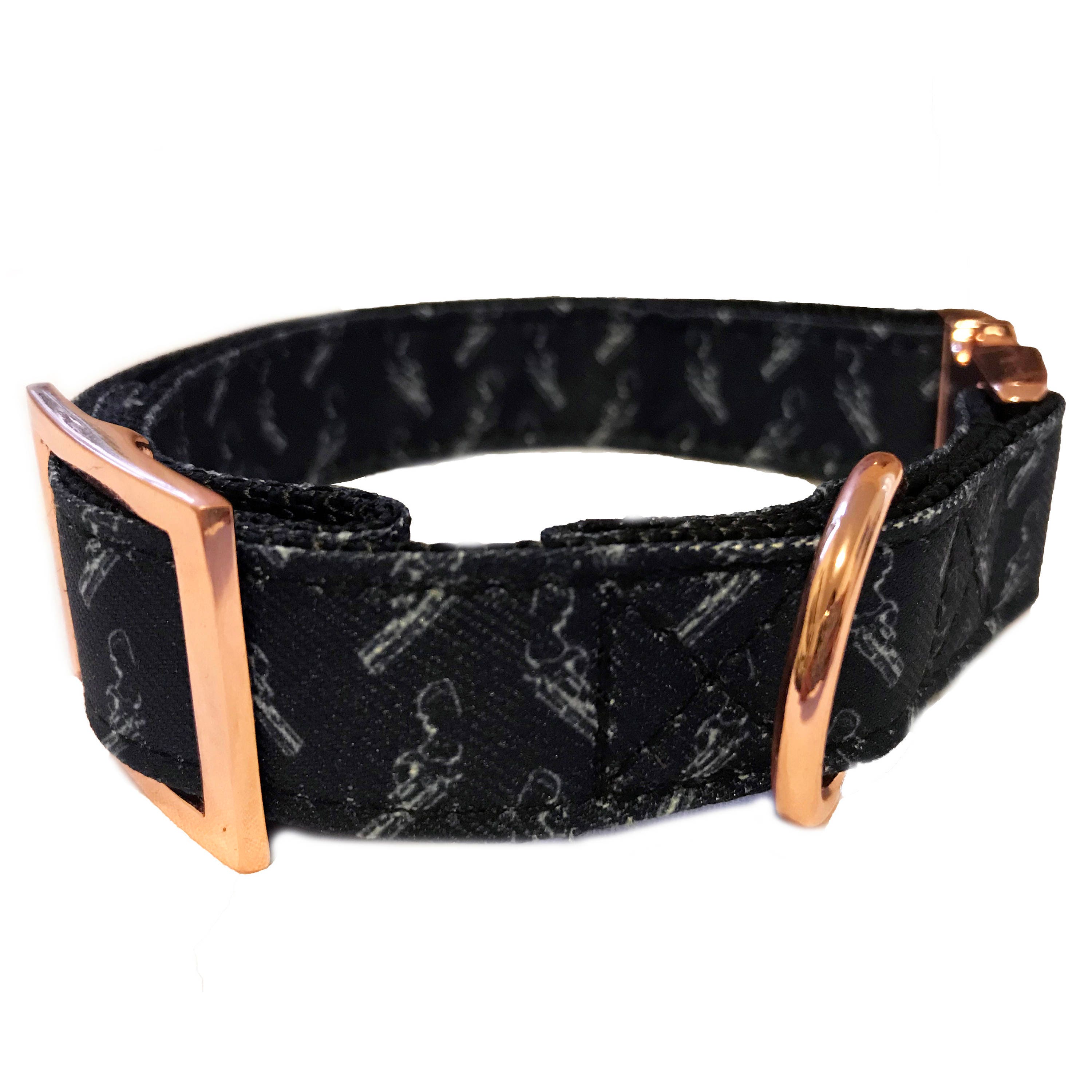 Black Gun Printed Dog Bow Collar & Leash Set With Rose Gold - Etsy ...