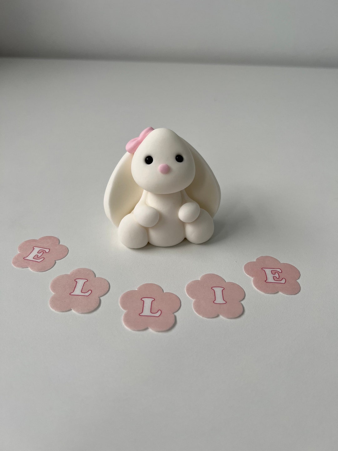 Edible Bunny Cake Topper Set Personalised Rabbit Birthday Baby Shower ...