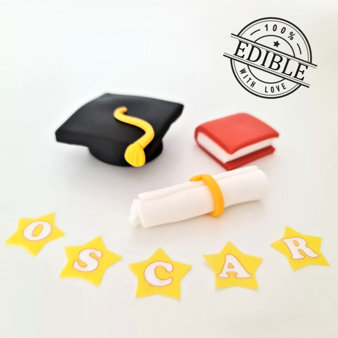 Graduation Cake Topper Edible Personalised Decoration Fondant Present ...