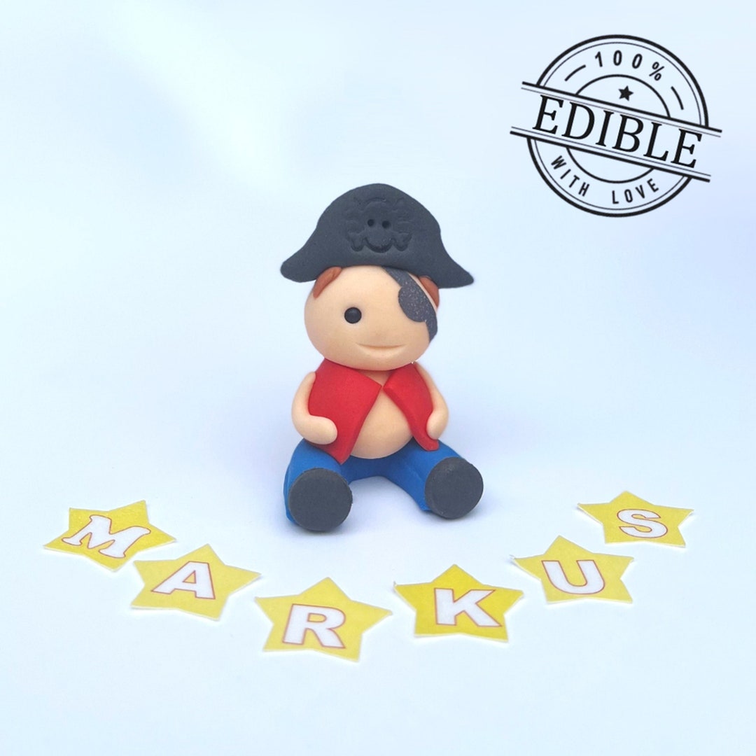Edible Pirate Cake Toppers Set Personalised Boy Birthday Party Cupcake ...