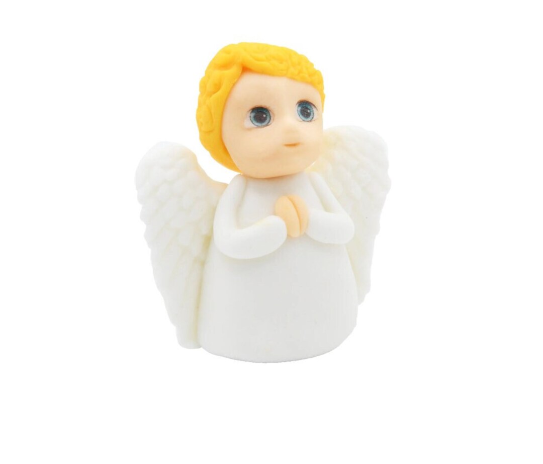 Angel Cake Toppers Set Personalised Handmade Icing Fondant Kids ...