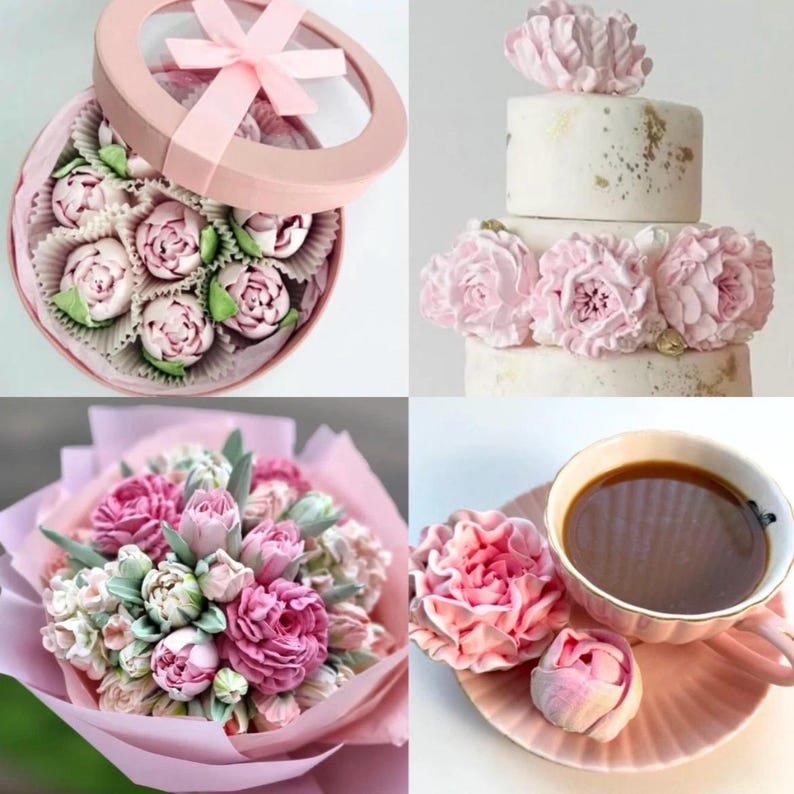 Wedding Sugar Flowers Marshmallow Cake Toppers Birthday Gift 22pcs ...