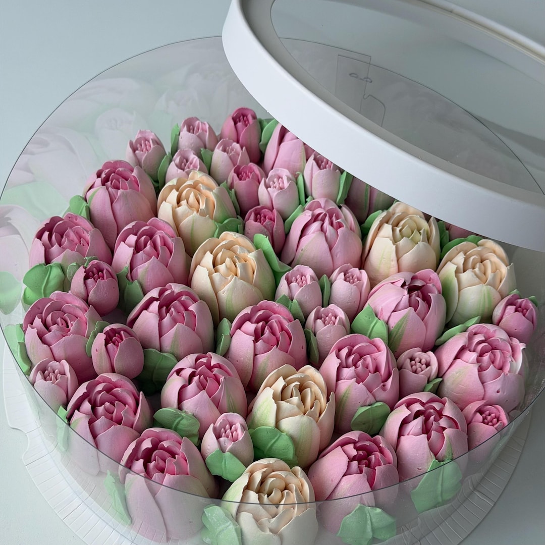 40 Edible Tulips Premium Gift Wedding Flowers Marshmallow Birthday Cake ...
