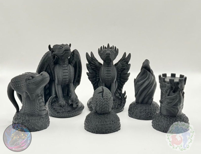 Dragon Chess Set Pair 3D Printed Choose Color - Etsy