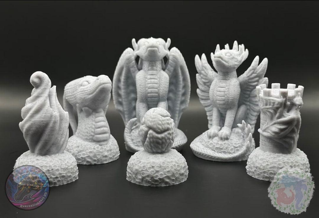 Dragon Chess Set Pair 3D Printed Choose Color - Etsy