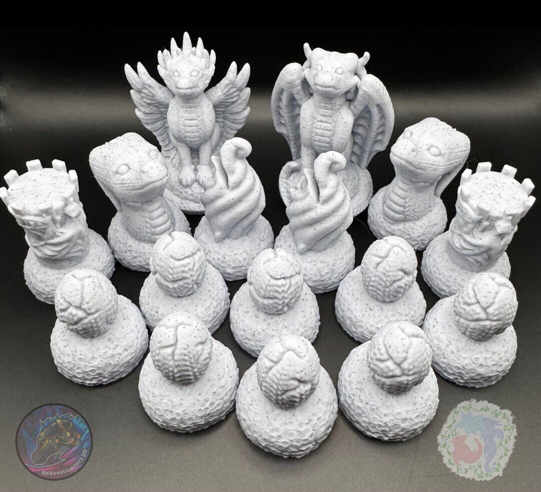 Dragon Chess Set Pair 3D Printed Choose Color - Etsy