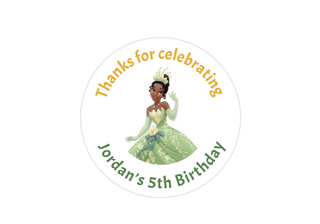 Princess Tiana Party Favor Stickers, Personalized Thank You, Sets of 12 ...