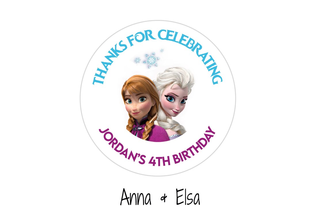 Frozen Party Favor Stickers, Set of 12, Personalized Thank You, 2 ...