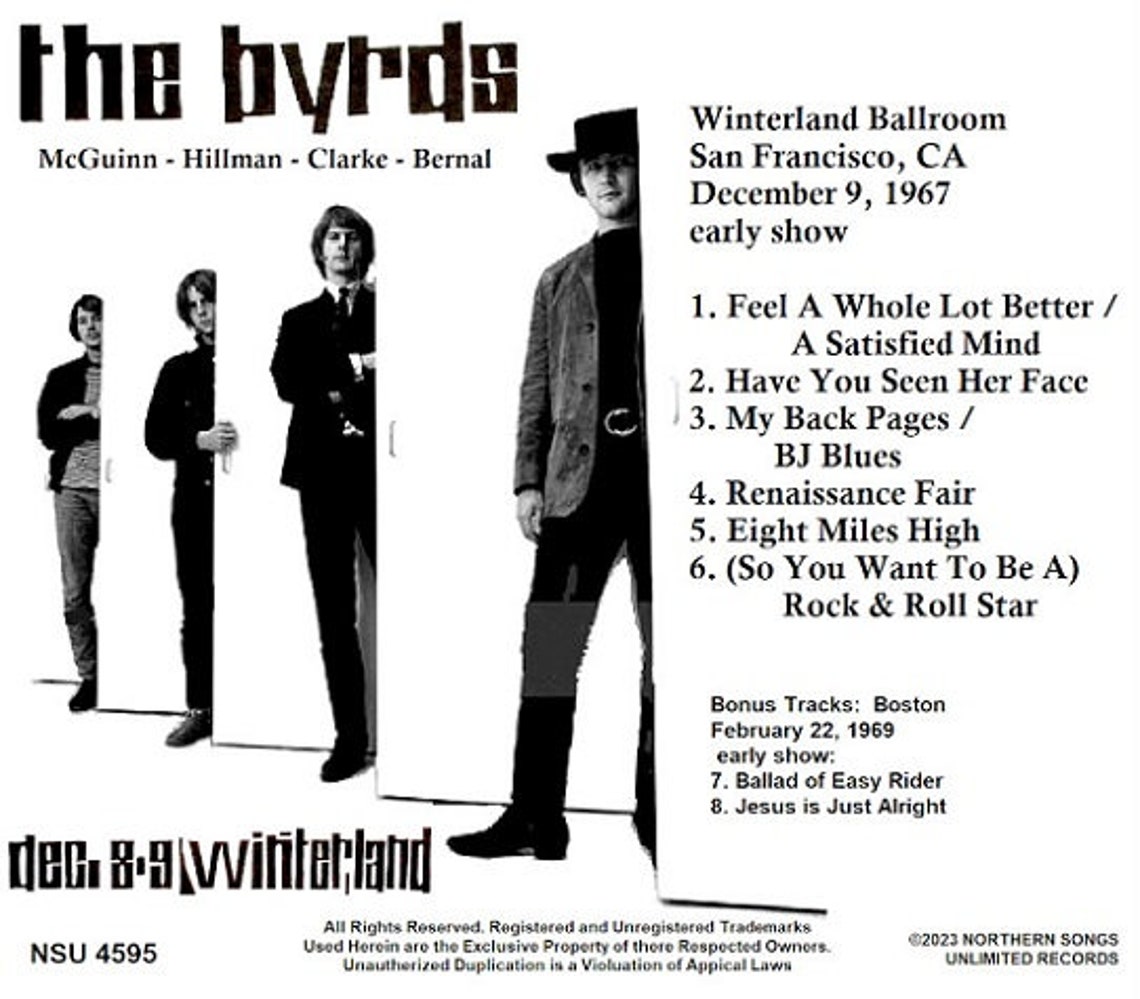 The Byrds Winterland Ballroom 1967 December 9th. LTD CD - Etsy