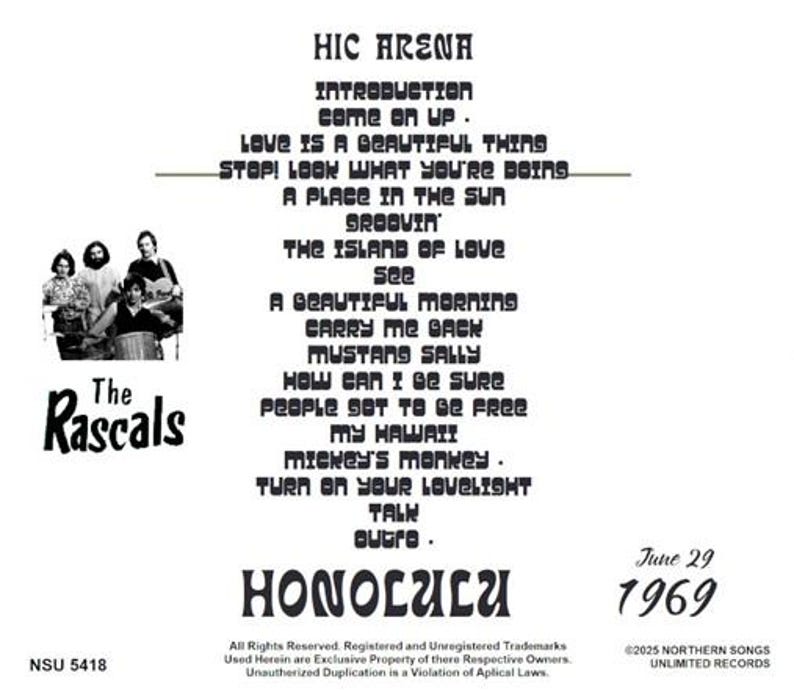The Rascals Hic Arena in Honolulu, HAWAII 1969 June 29th, Ltd Cd - Etsy