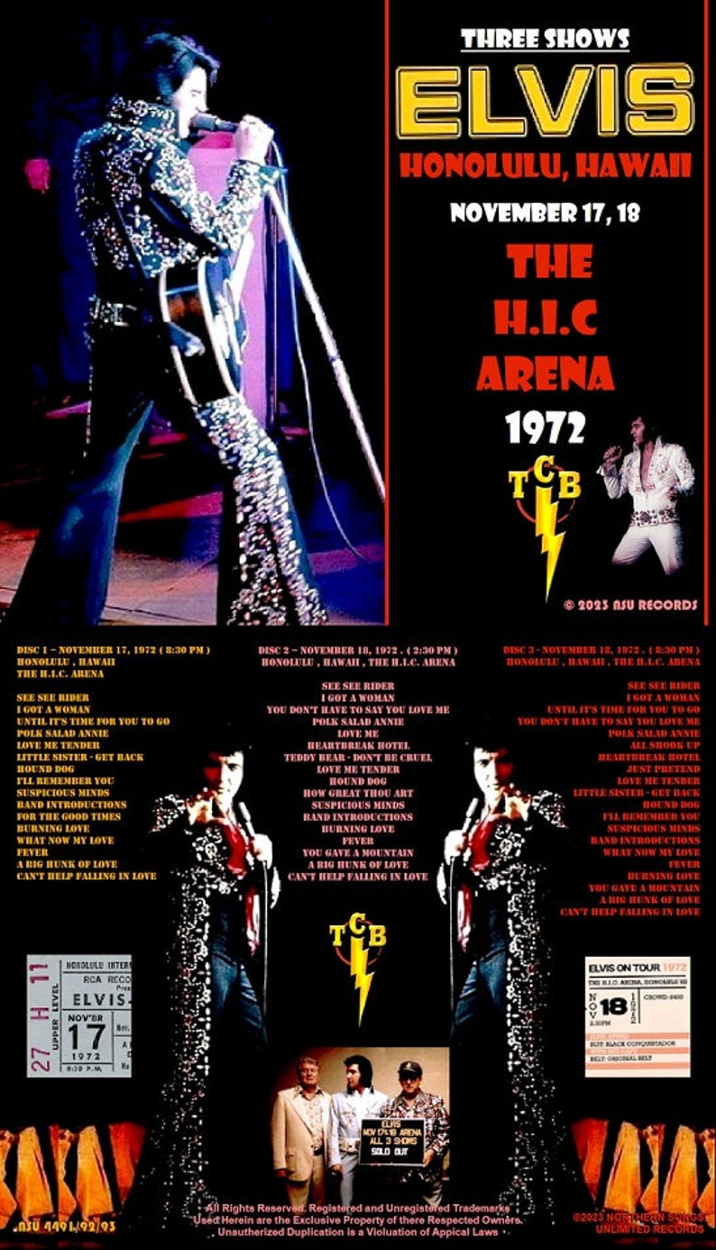 Elvis Presley 3 Live Shows in Honolul Hawaii 1972 Nov 17th, 18th LTD ...