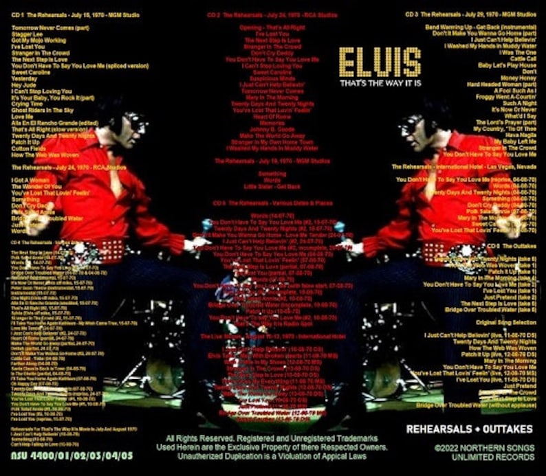 Elvis Presley That's the Way It is - Rehearsals + Outtakes 1970 LTD 6 ...