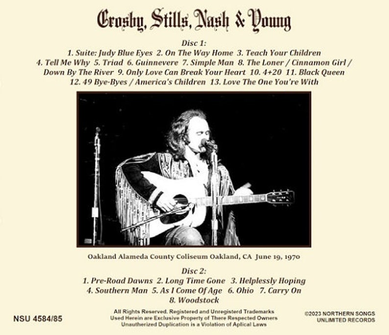 Crosby ,stills, Nash & Young Oakland Coliseum, Oakland, Ca 1970 June ...