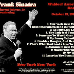Frank Sinatra Waldorf Astoria in New York City 1978 October 13 Ltd # Cd - Etsy