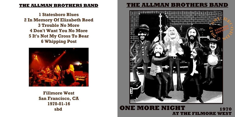 The Allman Brothers Live at the Fillmore West 1970 Jan 16 LTD CD OOP ...
