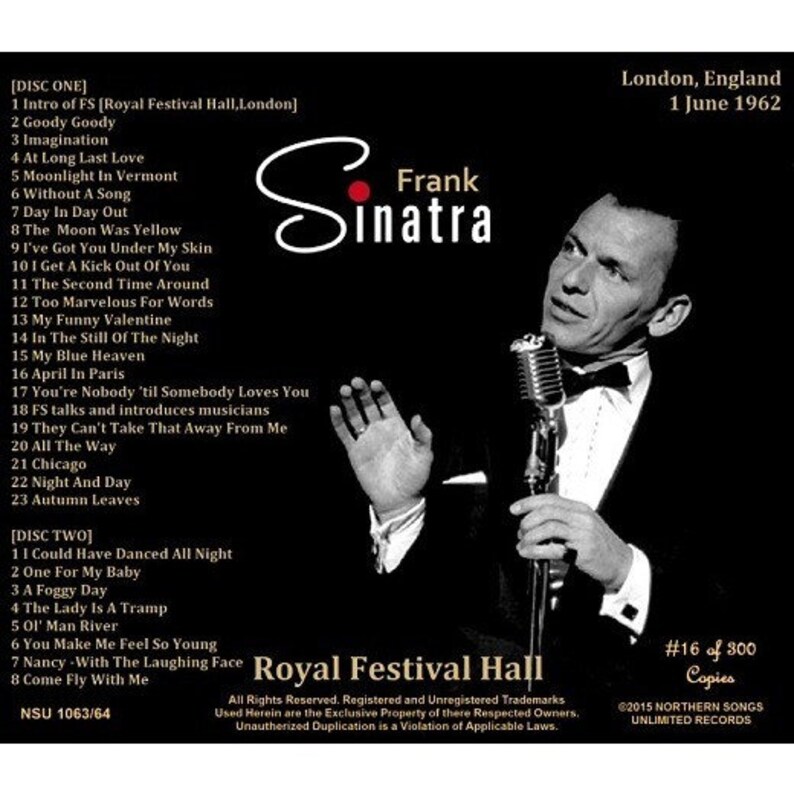 Frank Sinatra Live Royal Festival Hall 1962 June 1st 2cd - Etsy