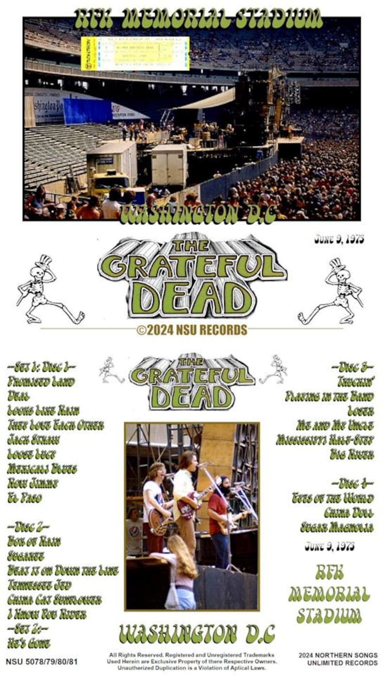 The Grateful Dead Live RFK Stadium, Wash D.C 1973 June 9th LTD 4CD - Etsy