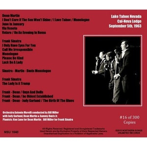 Frank Sinatra & the Rat Pack - Live in Lake Tahoe NV 1963 Sept 5th Ltd ...