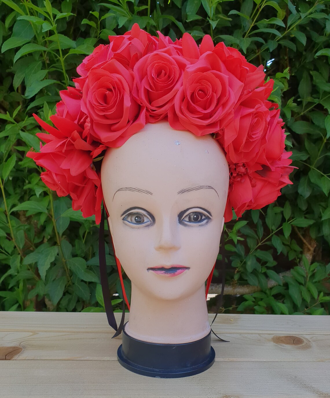 Red Spanish Flamenco Floral Rose Headdress With Ribbons - Etsy