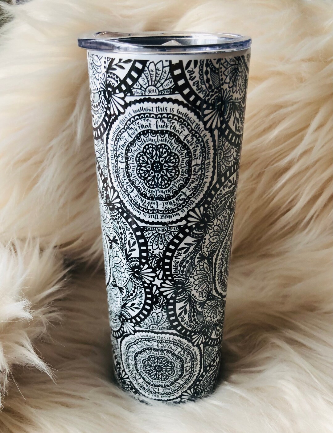 Inappropriate Curse Words Mandala Designed Tumbler. 20 Oz Stainless ...