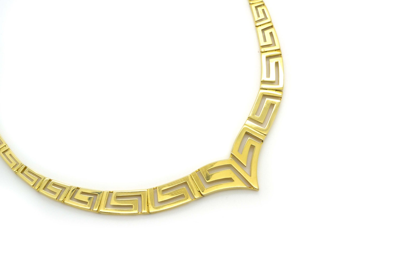 Greek Key Gold Necklace, 14K Solid Gold Necklace, Greek Meander ...